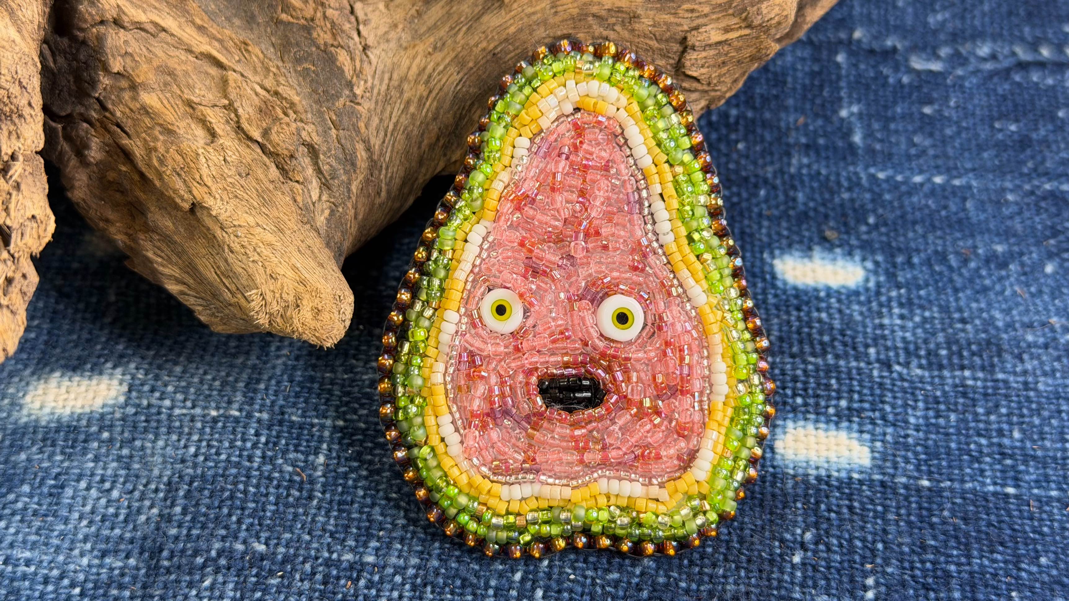 Guava Beaded Pin / Brooch by Andrew Thornton – Allegory Gallery